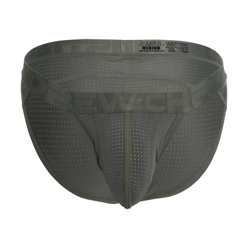 Andrew Christian Vibe Breeze Mesh Gym Brief Olive – Gunderwear
